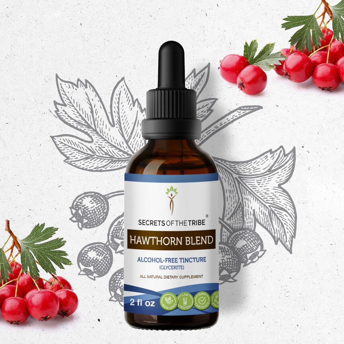 Secrets Of The Tribe Hawthorn Blend Tincture Dietary Supplement ...