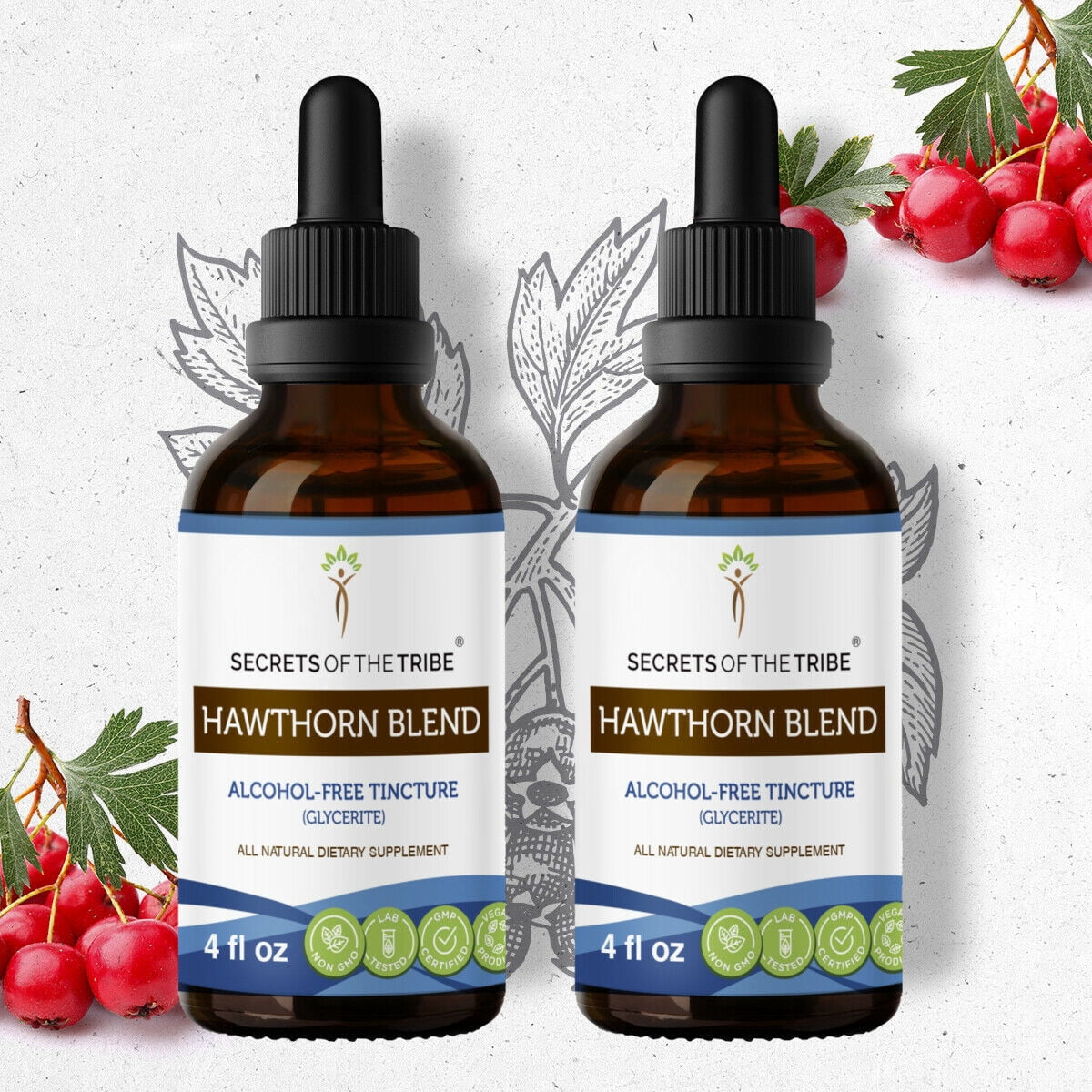 Hawthorn Blend Tincture Alcohol-FREE Extract, Hawthorn Crataegus ...