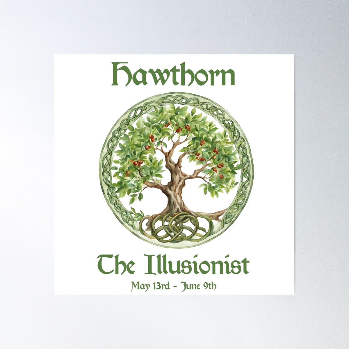 Hawthorn Celtic Birth Tree Poster Wall Art, Modern Wall Decor For ...