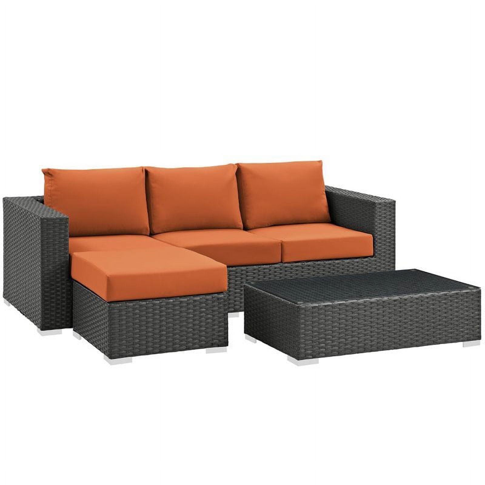 Hawthorne Collection 3 Piece Patio Sectional Set in Canvas Tuscan ...