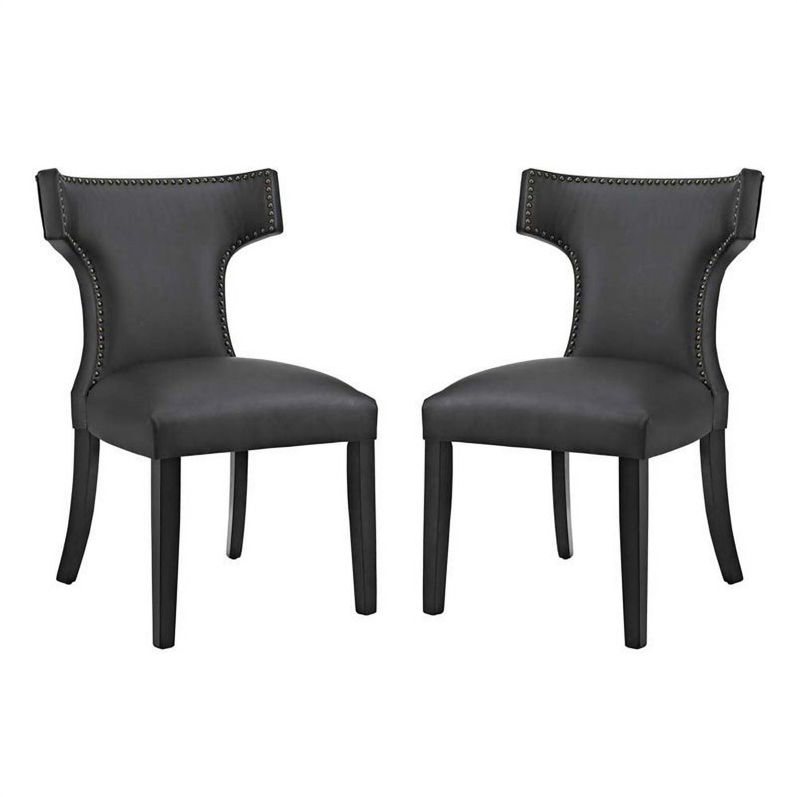 Hawthorne Collection Faux Leather Dining Side Chair in Black (Set of 2 ...