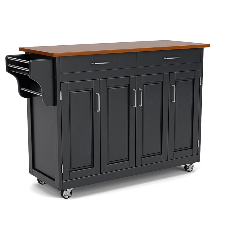 Hawthorne Collections 2-Drawer Wood Kitchen Cart in Black/Oak - Walmart.com