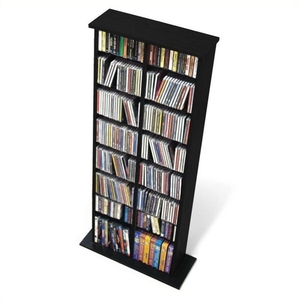 Hawthorne Collections Black Media Storage Tower, 51" Double Slim Wall ...