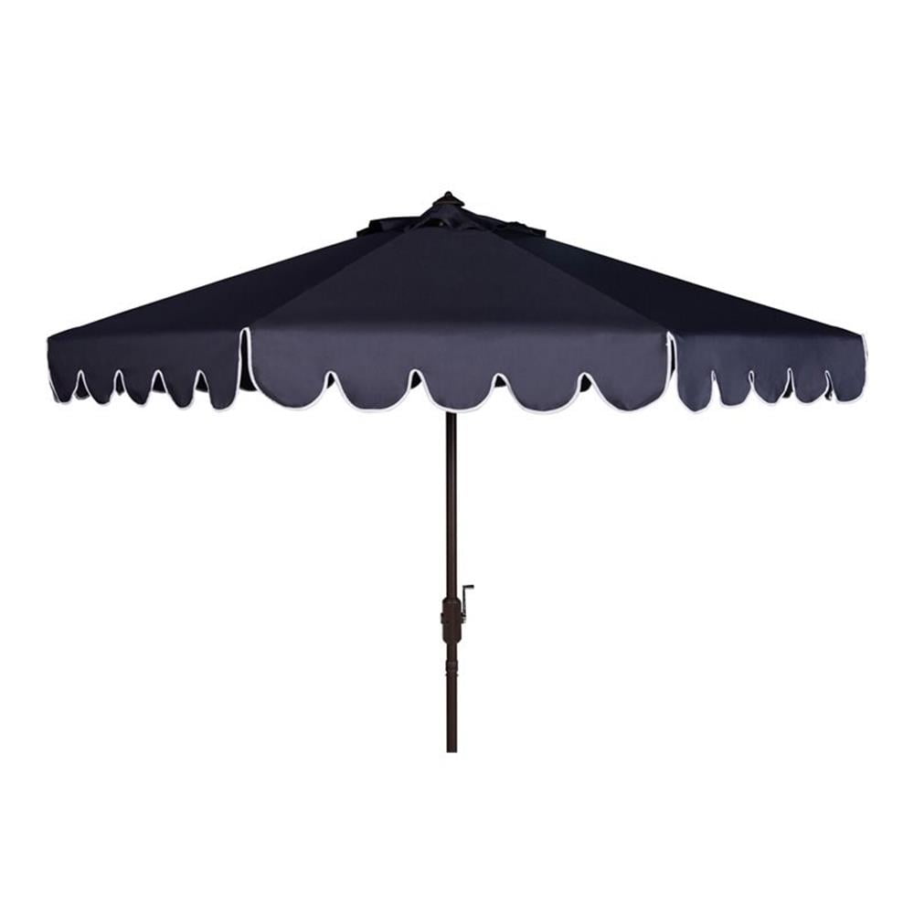 Hawthorne Collections 9ft Crank Metal Outdoor Umbrella in Navy and ...