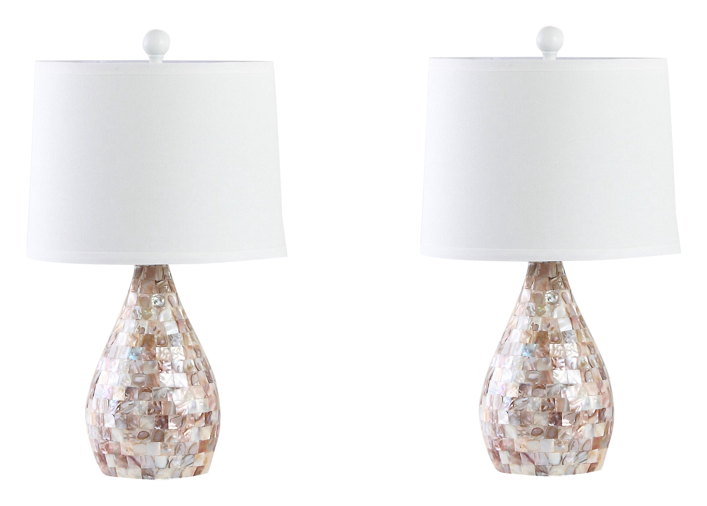 Hawthorne Collections Mother of Pearl Inlay Table Lamps with Cream ...