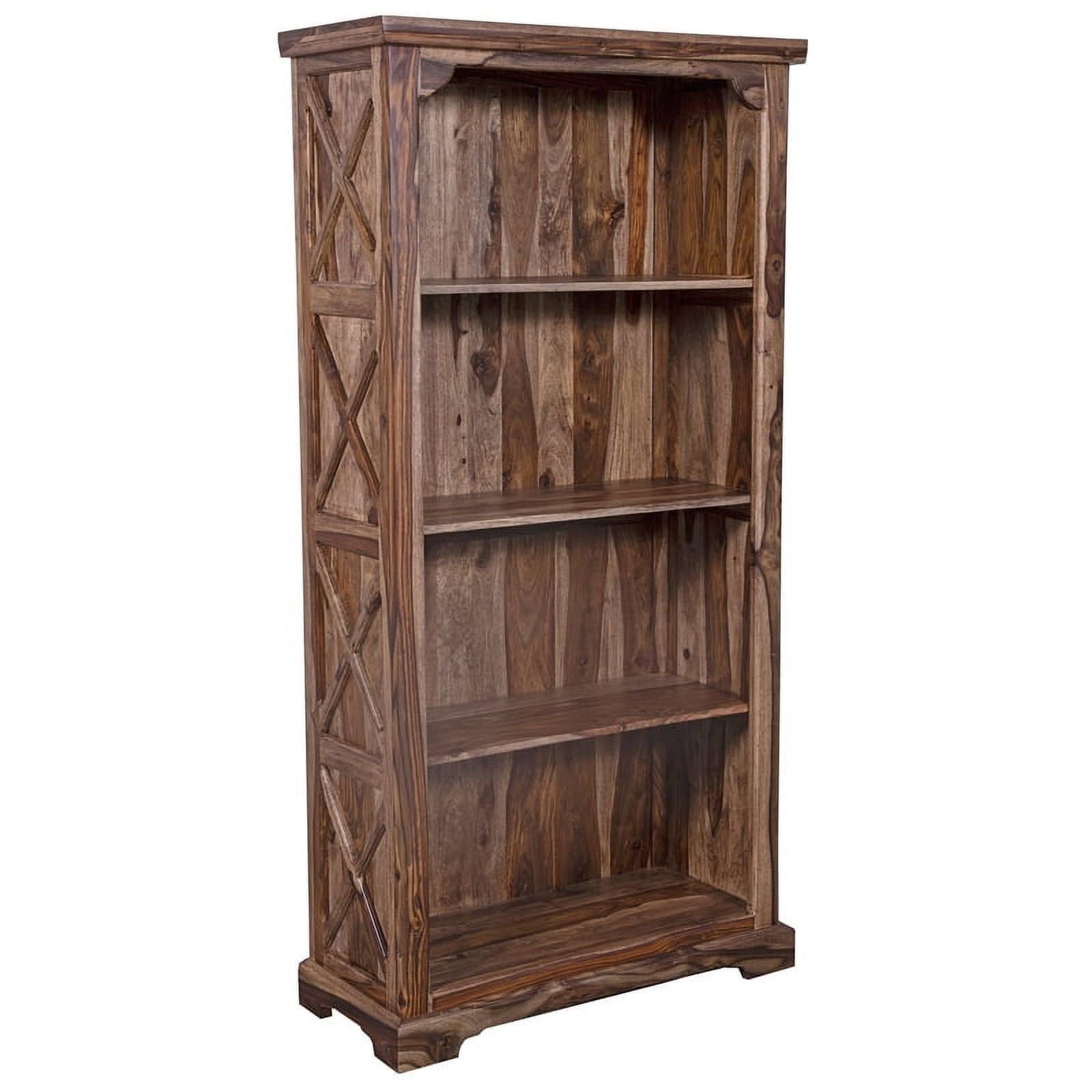 Hawthorne Collections Taos Solid Sheesham Wood Bookcase - Brown ...