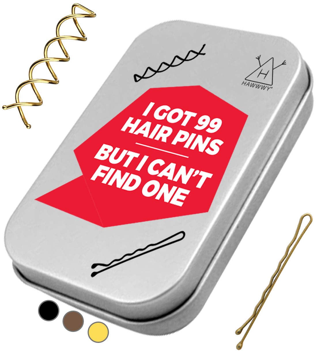 Hawwwy Hair Screw Spiral Bobby Pins, 110 Pack with 10 Spin Pins in ...