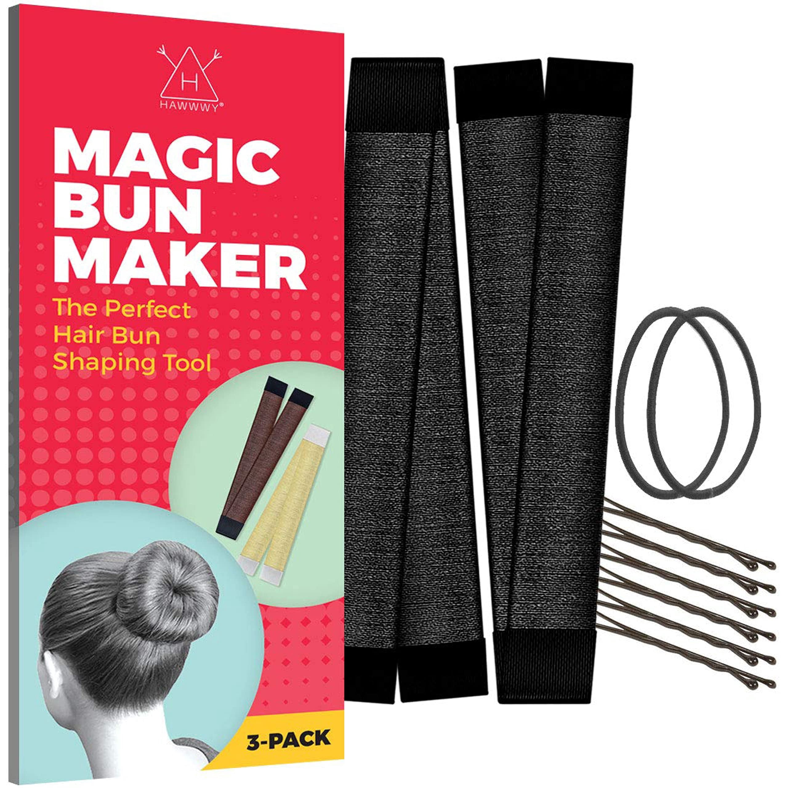 Hawwwy 2-Piece Hair Bun Maker with Bonus Hair Ties and Bobby Pins, Easy ...
