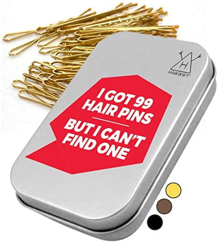 Hawwwy 300-Count Strong Hold Thick Bobby Pins in Cute Storage Tin ...