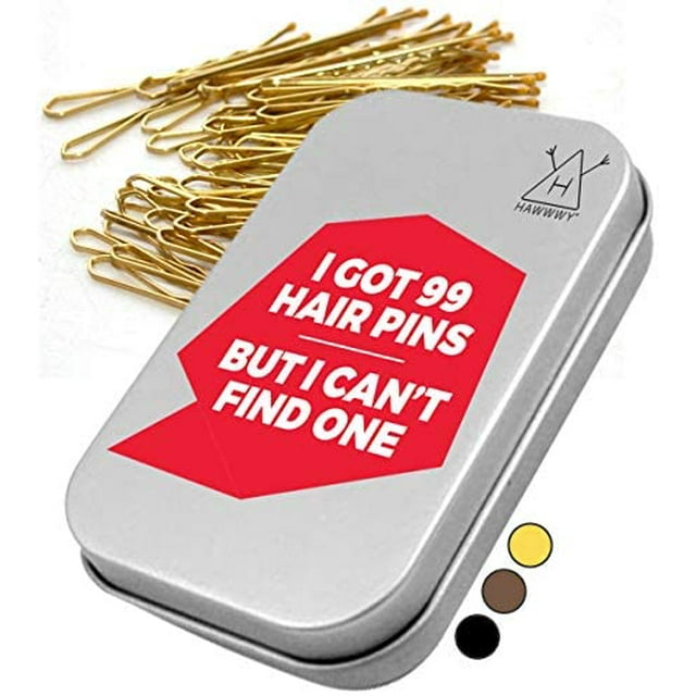 Hawwwy 300-Count Strong Hold Thick Bobby Pins in Cute Storage Tin ...