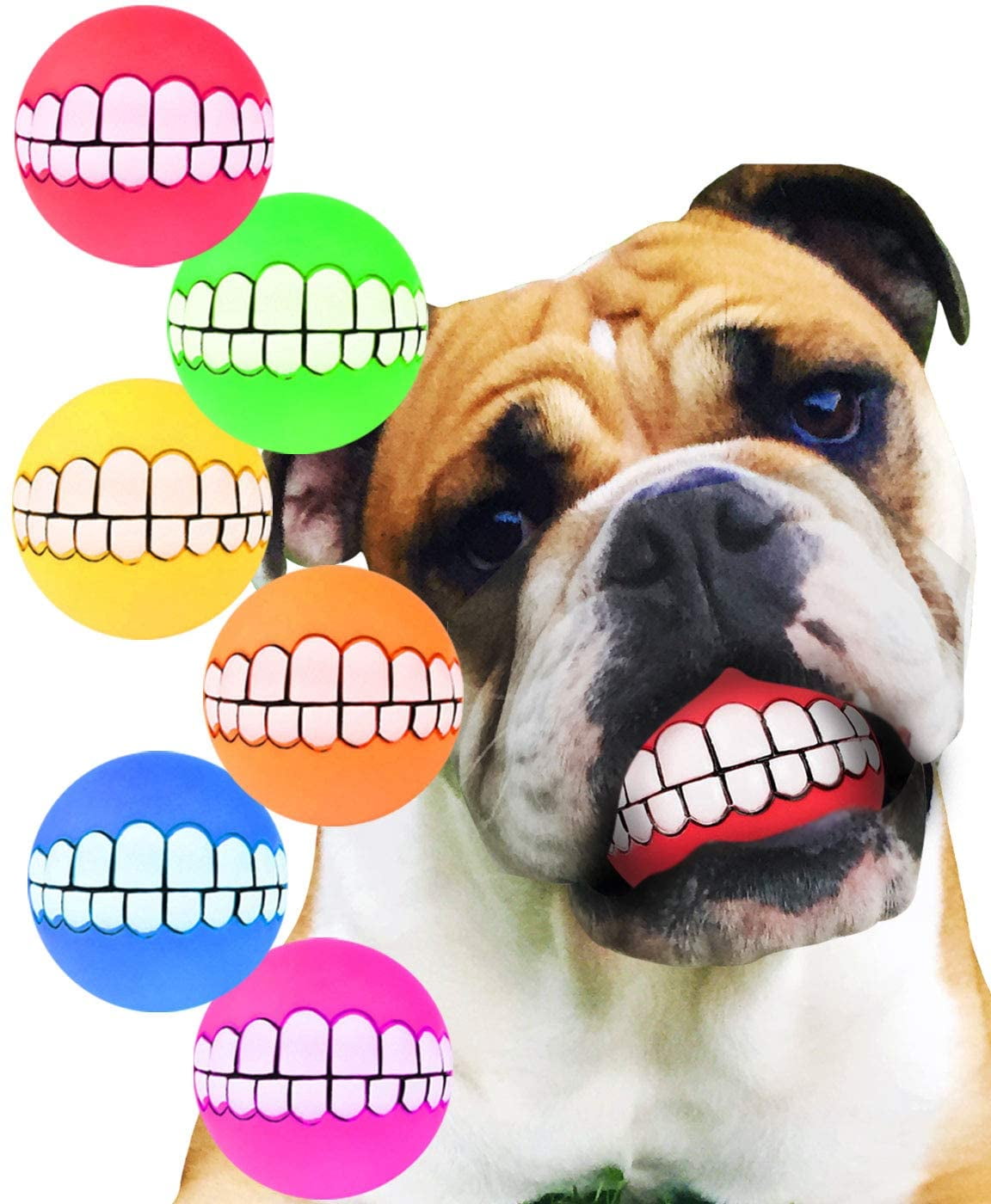 Hawwwy Funny Dog Teeth Ball for Dogs, Fun Pet Toy with Human Smile ...