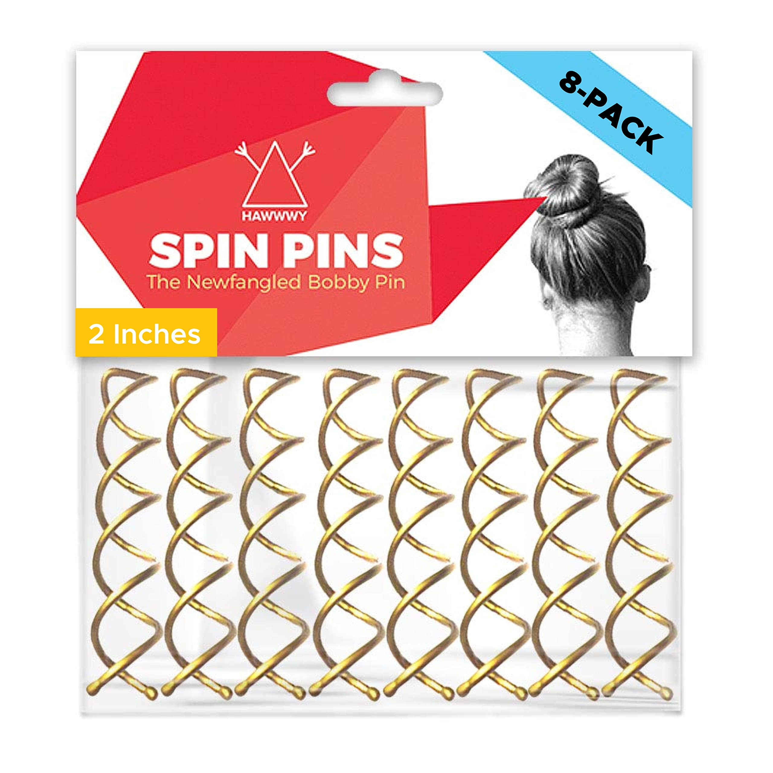 Hawwwy Spiral Bobby Pins 8 Pack Spin Pins, Easy & Fast Bun Maker Twist ...