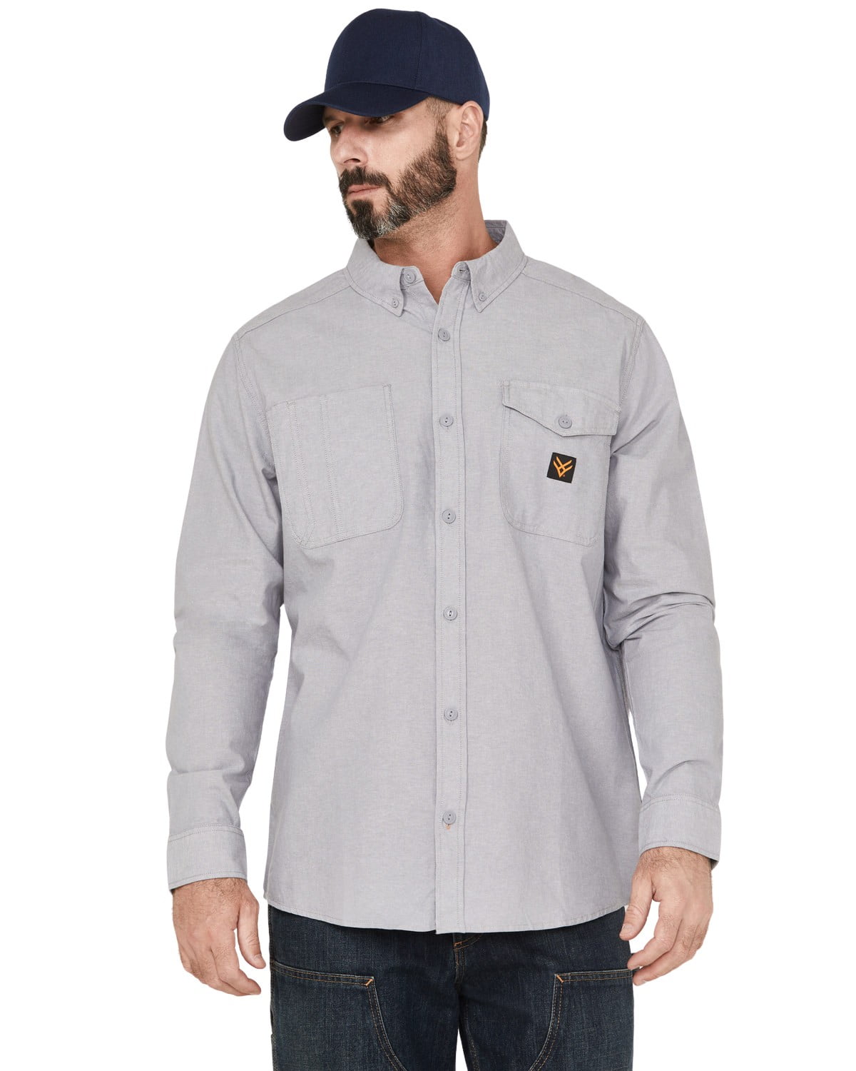 Hawx Men's Chambray Sun Protection Western Shirt - HXSP22W39-GRY XX ...