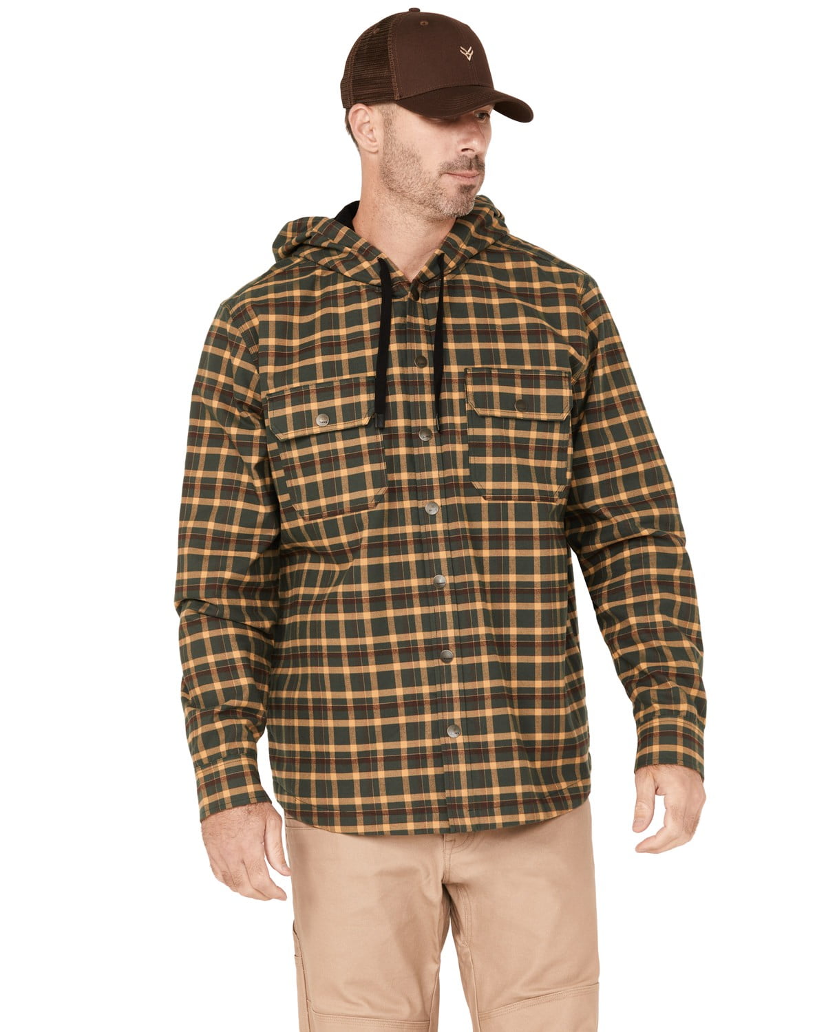 Hawx Men's Flannel Hooded Work Jacket Green Medium US - Walmart.com