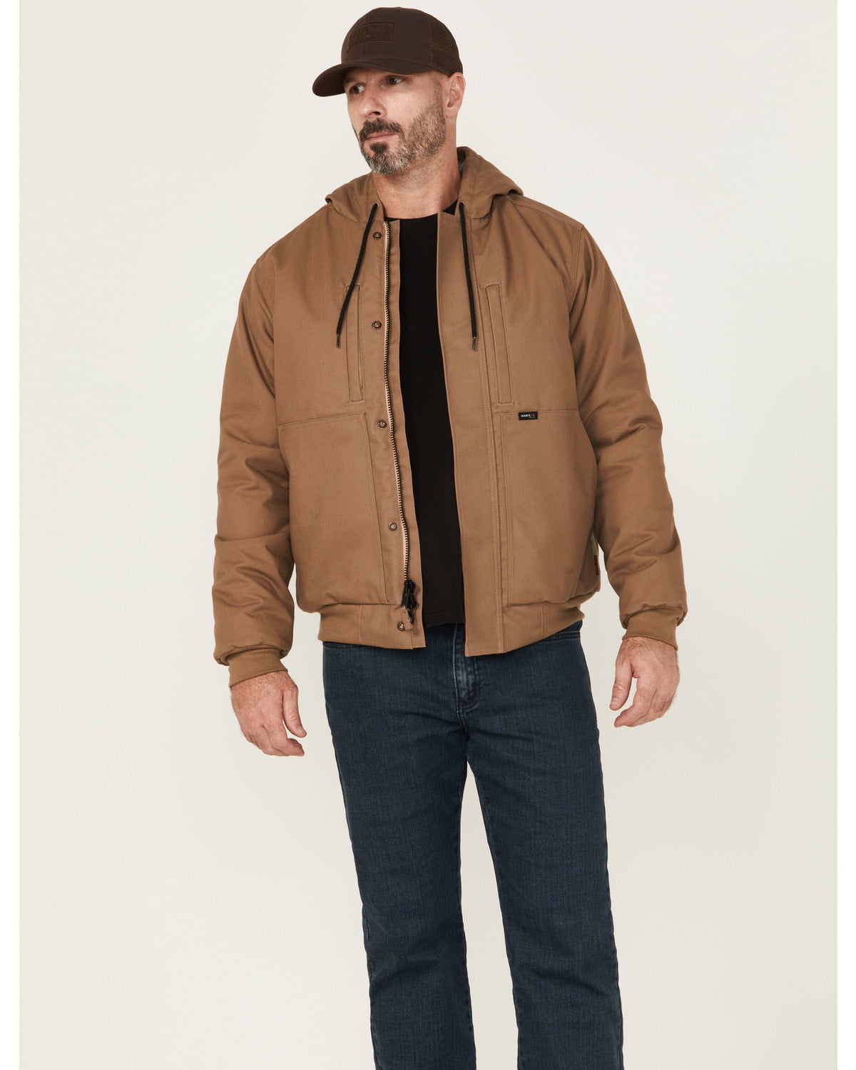 Hawx Work Gear Men's Fr Hooded Bomber Work Jacket - KHA Medium ...