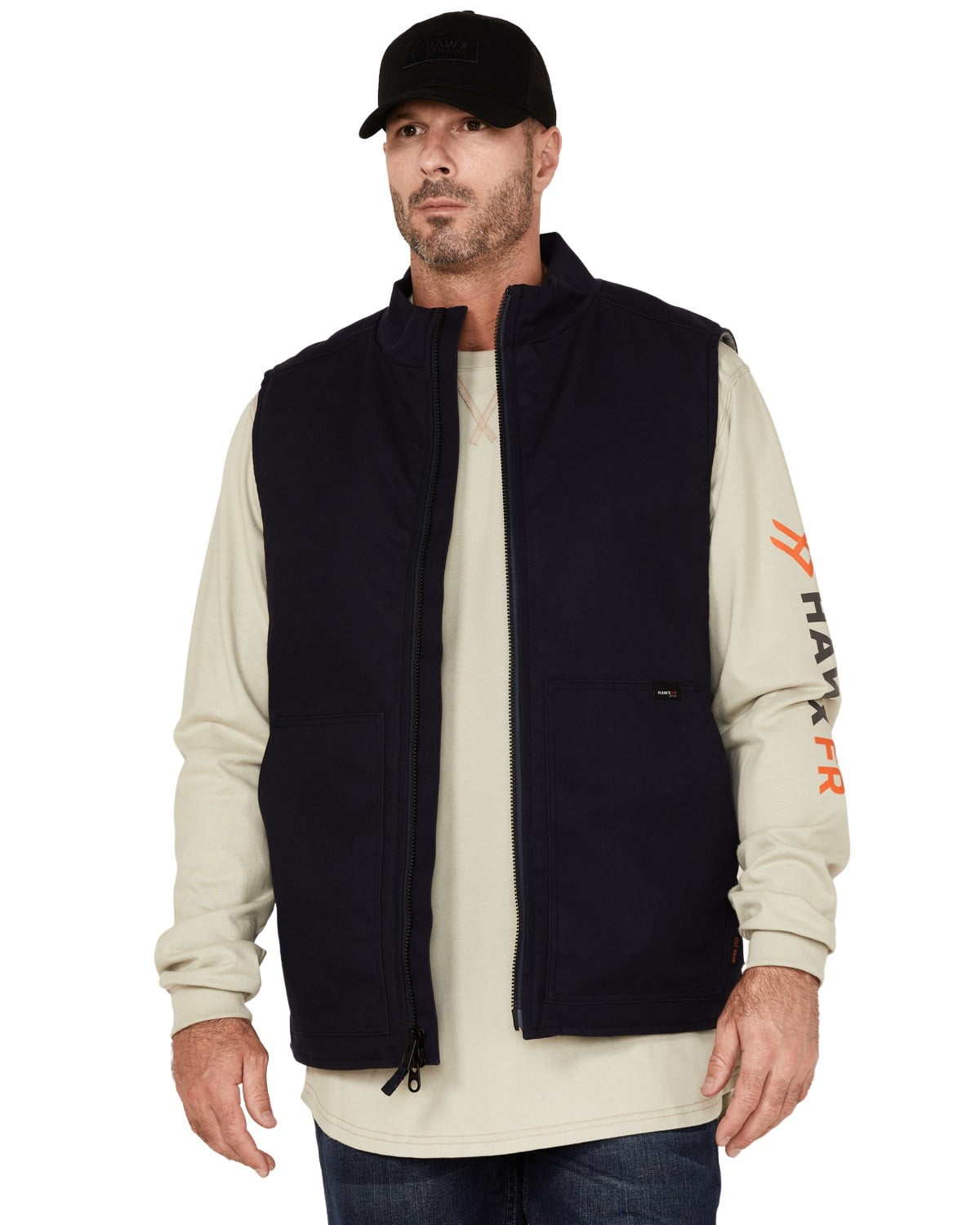 Hawx Men's Fr Solid Zip-Front Insulated Work Vest - HXFRFA21V01 Medium ...