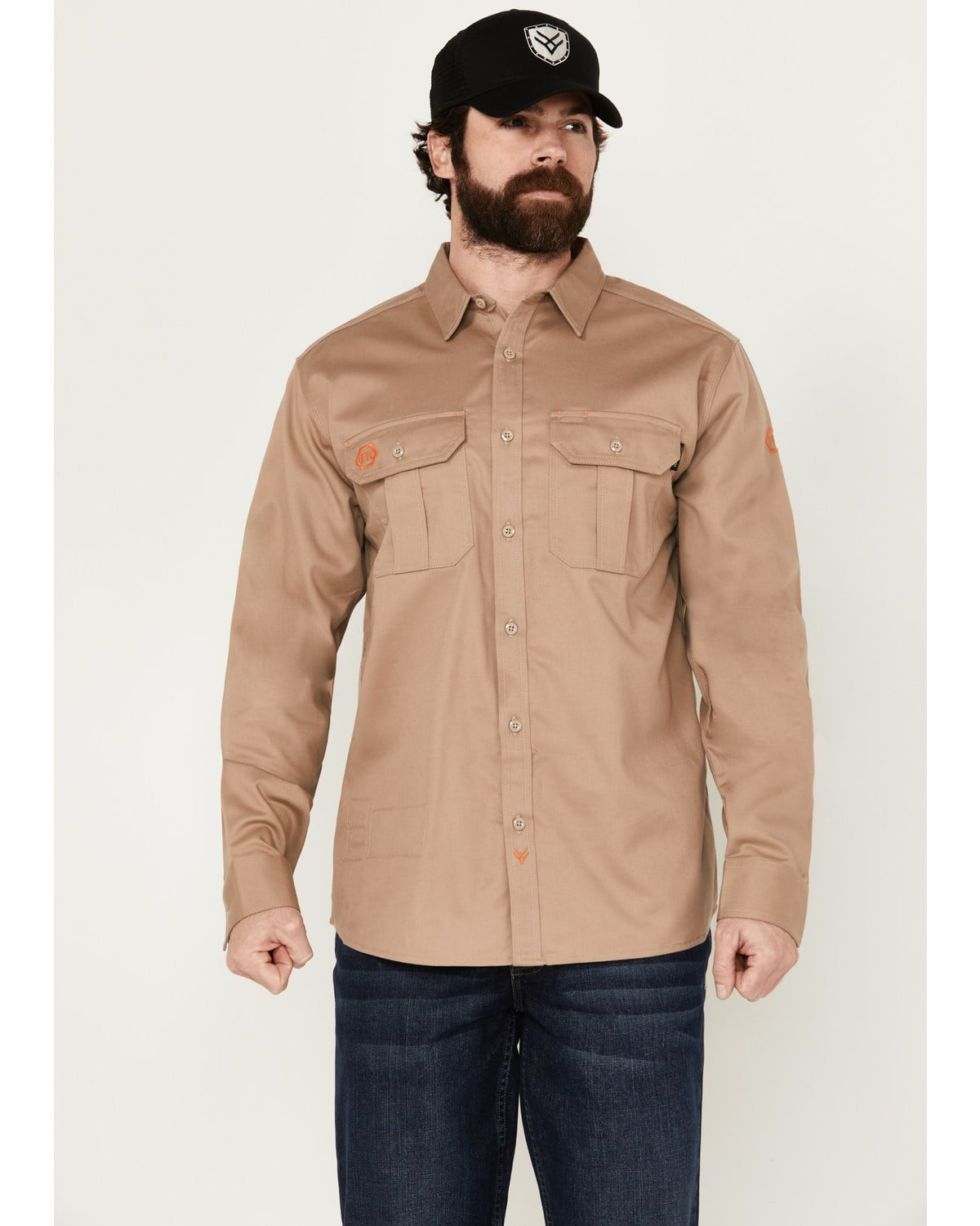 Hawx Work Gear Men's Fr Woven Long Sleeve Button-Down Work Shirt Big ...