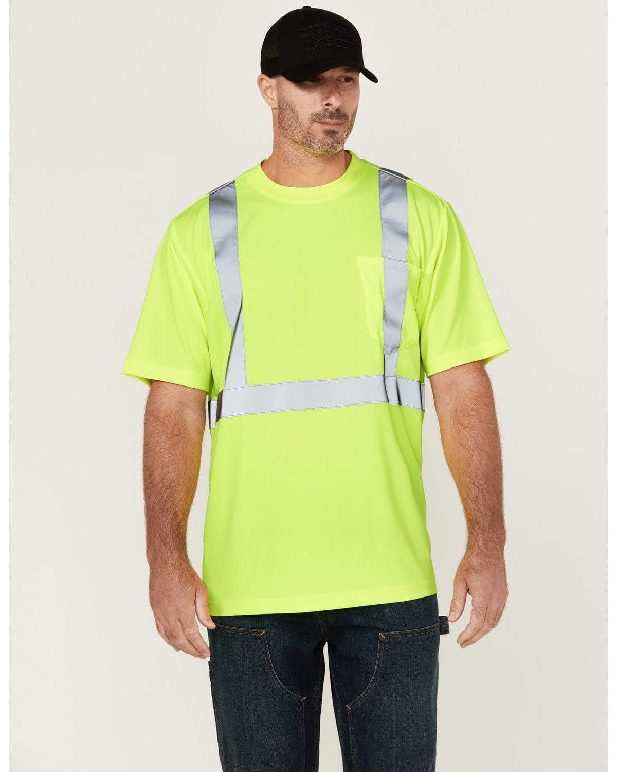 Hawx Work Gear Men's Hi-Vis Reflective Short Sleeve Work T-Shirt Big ...