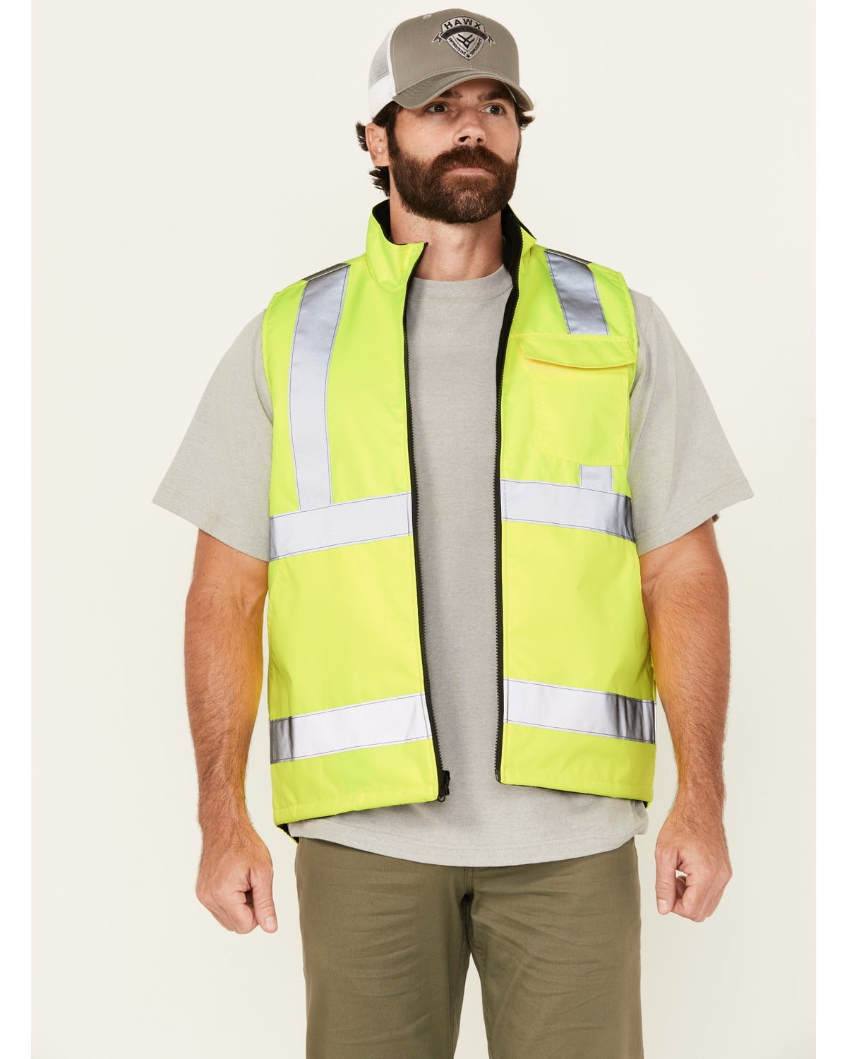 Hawx Work Gear Men's Hi-Vis Safety Vest - HHVFA2410-YLW X- - Walmart.com