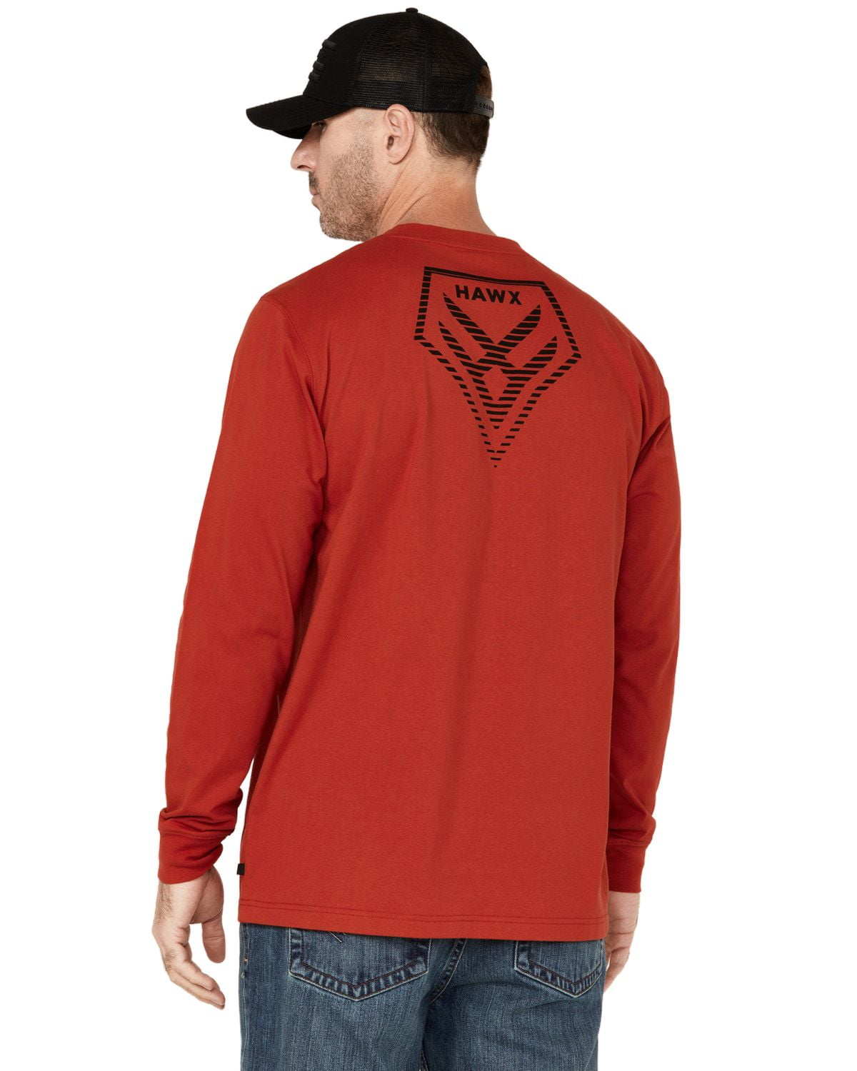 Hawx Men's Linear Logo Long Sleeve Graphic Work T-Shirt Red - Walmart.com