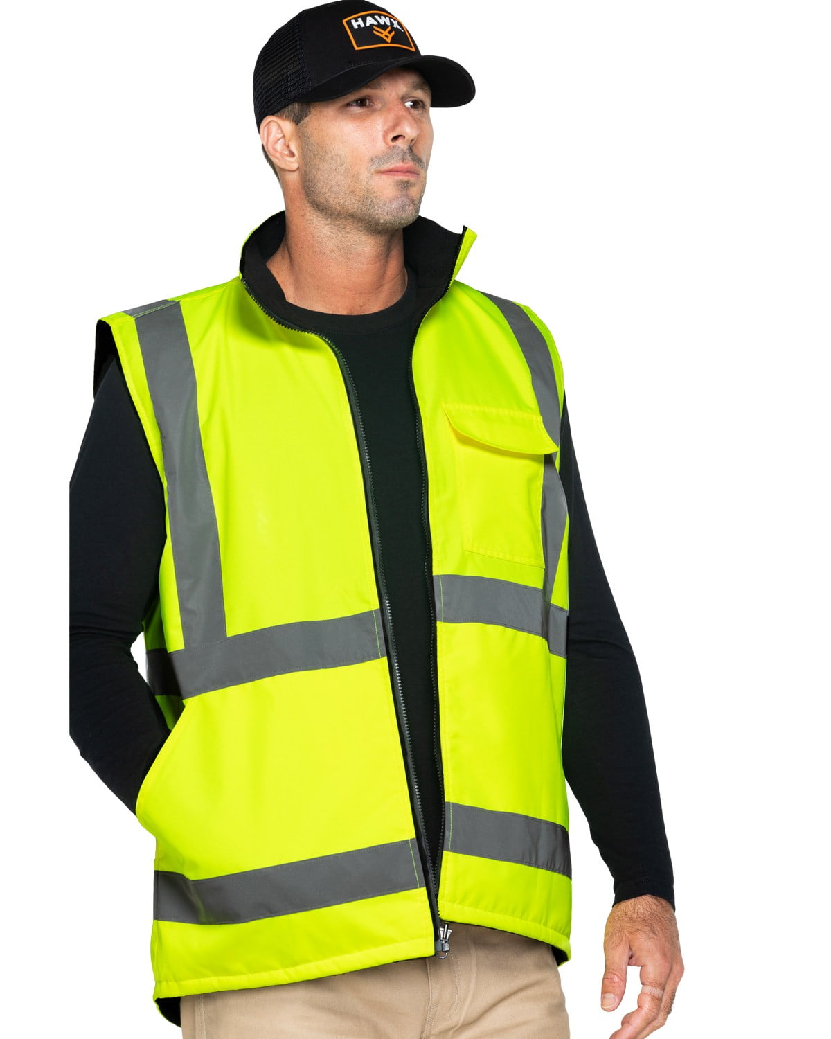 Hawx Men's Reversible Reflective Work Vest - HHV10-YLW X- - Walmart.com