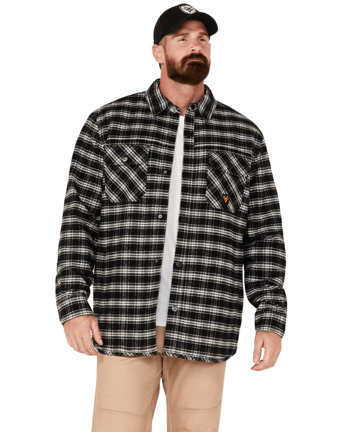 Hawx Men's Sherpa Lined Plaid Print Snap Flannel Work Jacket Black X ...
