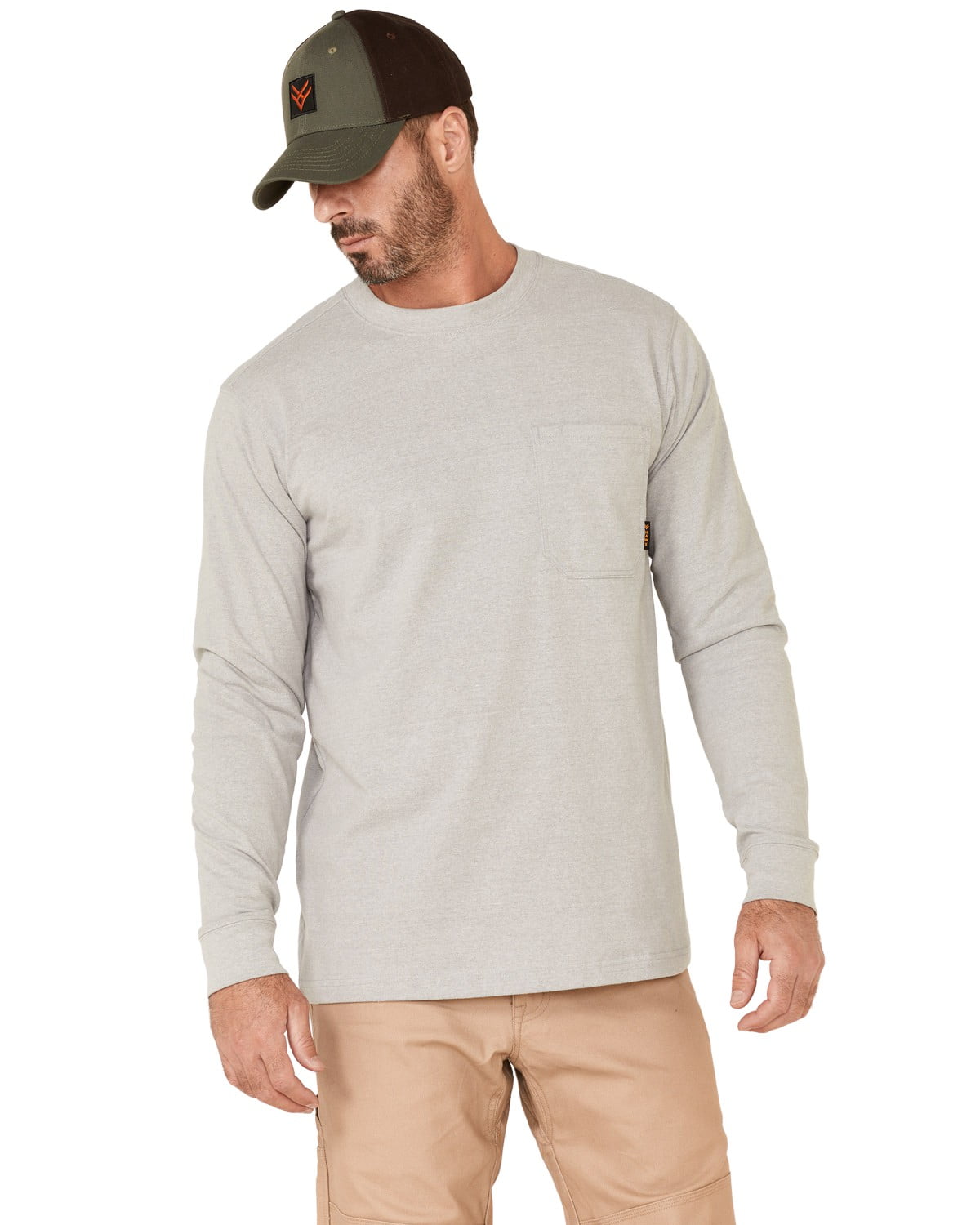 Hawx Men's Solid Light Gray Forge Long Sleeve Work Pocket T-Shirt Tall ...