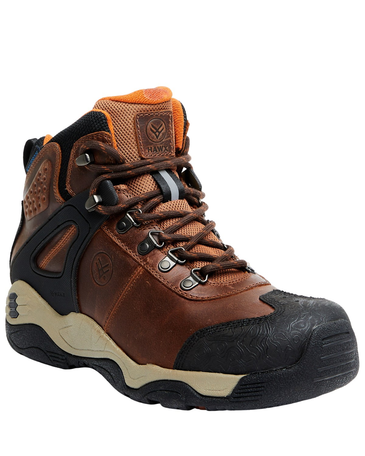 Hawx Men's Talon Umber Waterproof Lace-Up Work Boot Soft Toe Dark Brown ...