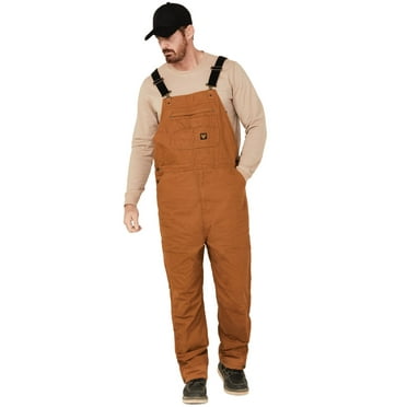 Carhartt Men's Quilt Lined Washed Bib Work Overalls Tall Brown L TAL US ...