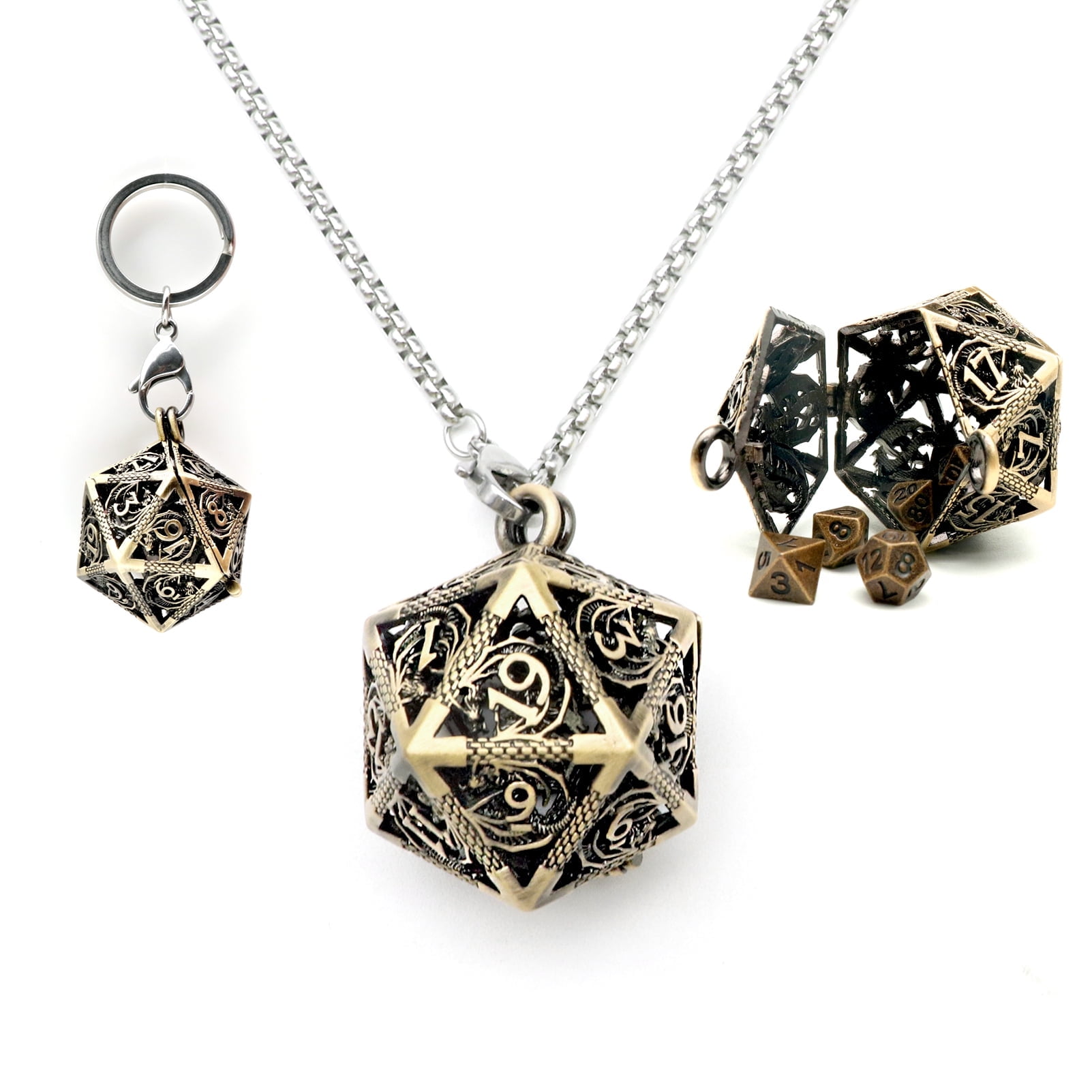 Haxtec 6mm Mini DND Dice Set With Hollow Dice Case Necklace Cool ...