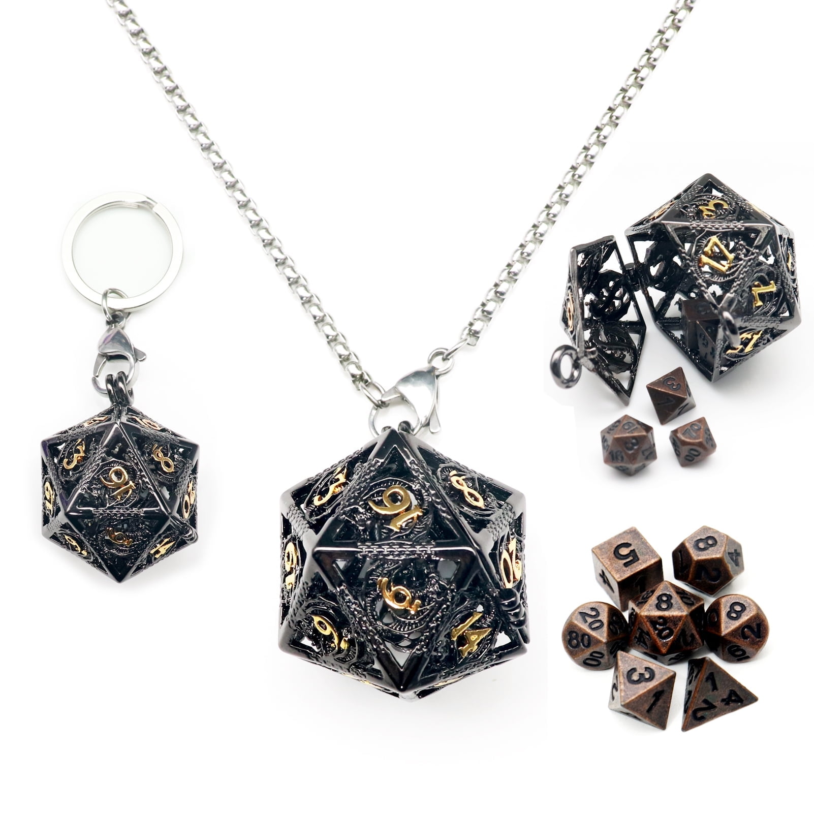 Haxtec 6mm Mini DND Dice Set With Hollow Dice Case Necklace Cool ...