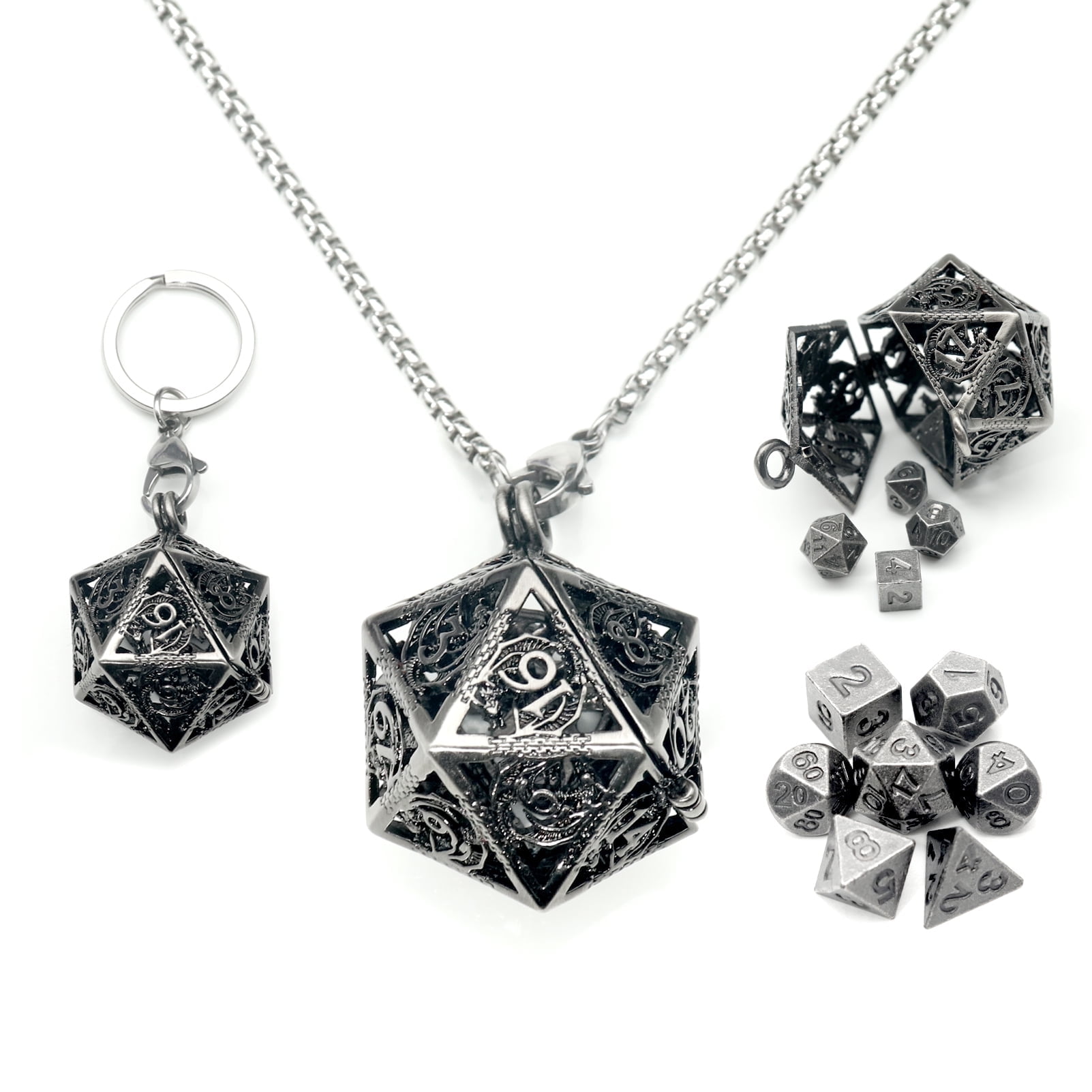 Haxtec 6mm Mini DND Dice Set With Hollow Dice Case Necklace Cool ...