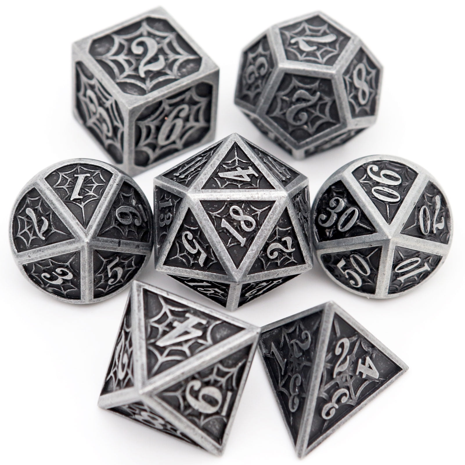 Haxtec Antique Iron Metal DND Dice Set D&D Dice With Leather Dice Bag ...