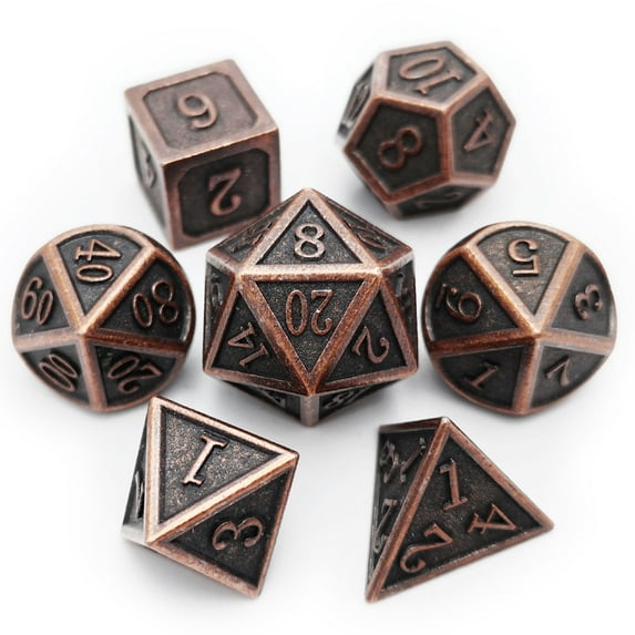 Haxtec Metal DND Dice Set Antique Copper D&D Dice With Leather ...