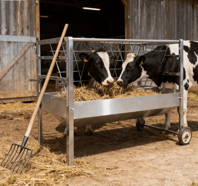 Hay Feeder, 2 in 1 45-Inch Galvanized Steel Hay Feeder with Wheels ...