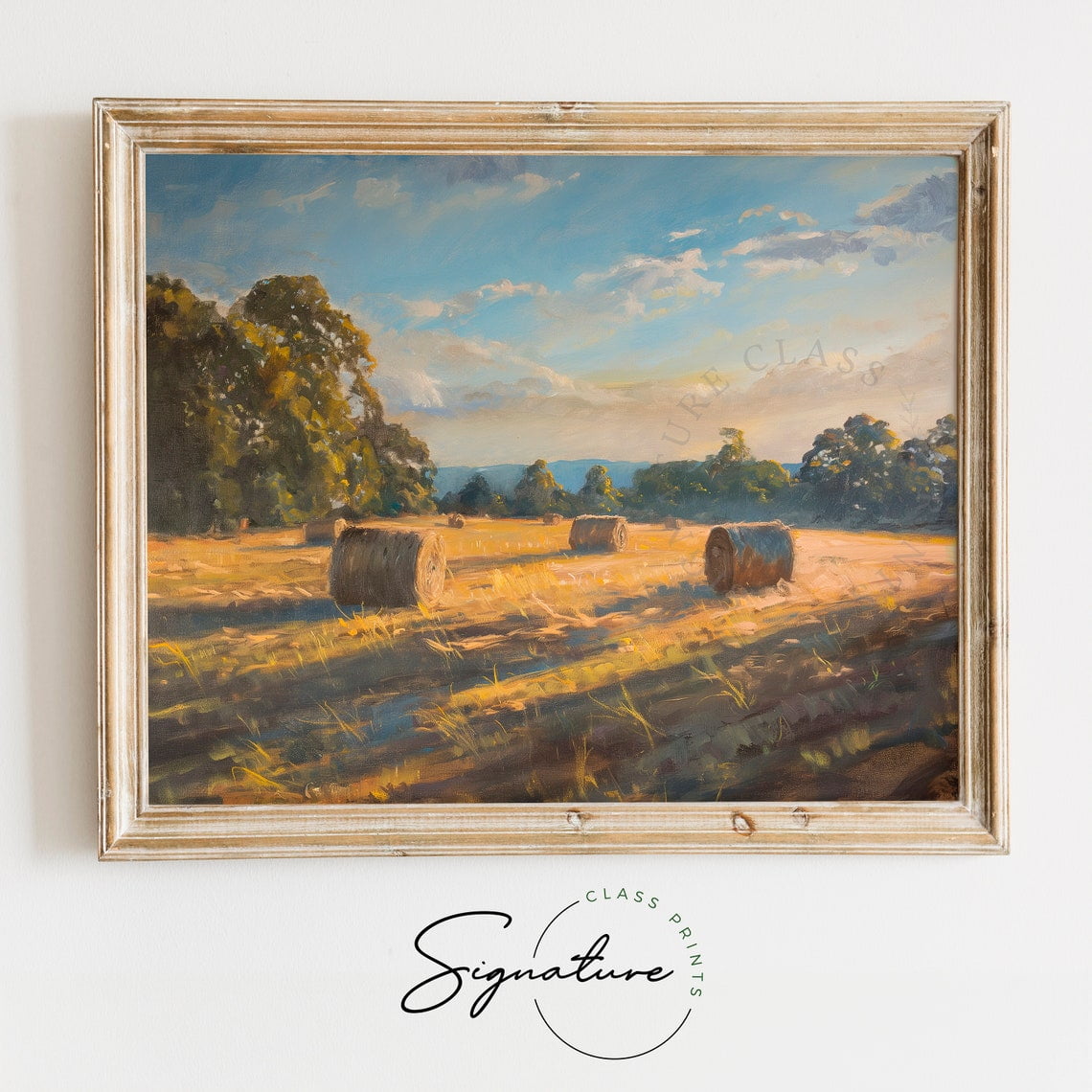 Hay Field In Late Summer, Rustic Landscape, Golden Field Decor, Nature ...