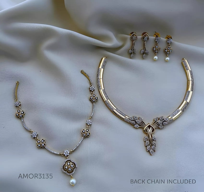 Haya Jewel South Indian Bollywood Floral Design White Kemp Stone Hasli ...