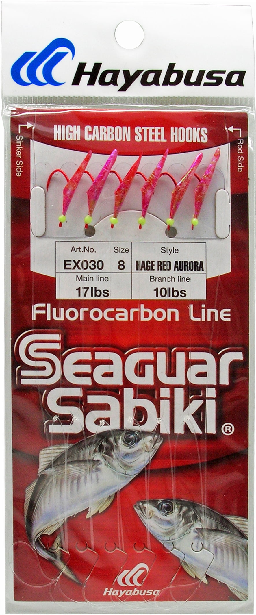 Hayabusa EX030-8 Sabiki Seaguar Red Hook Red Aurora Size 8 6 Hooks ...