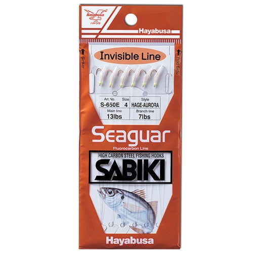 Hayabusa EX031-8 Hage Fish Skin Aurora Finish Seaguar Sabiki Rig, 6 ...