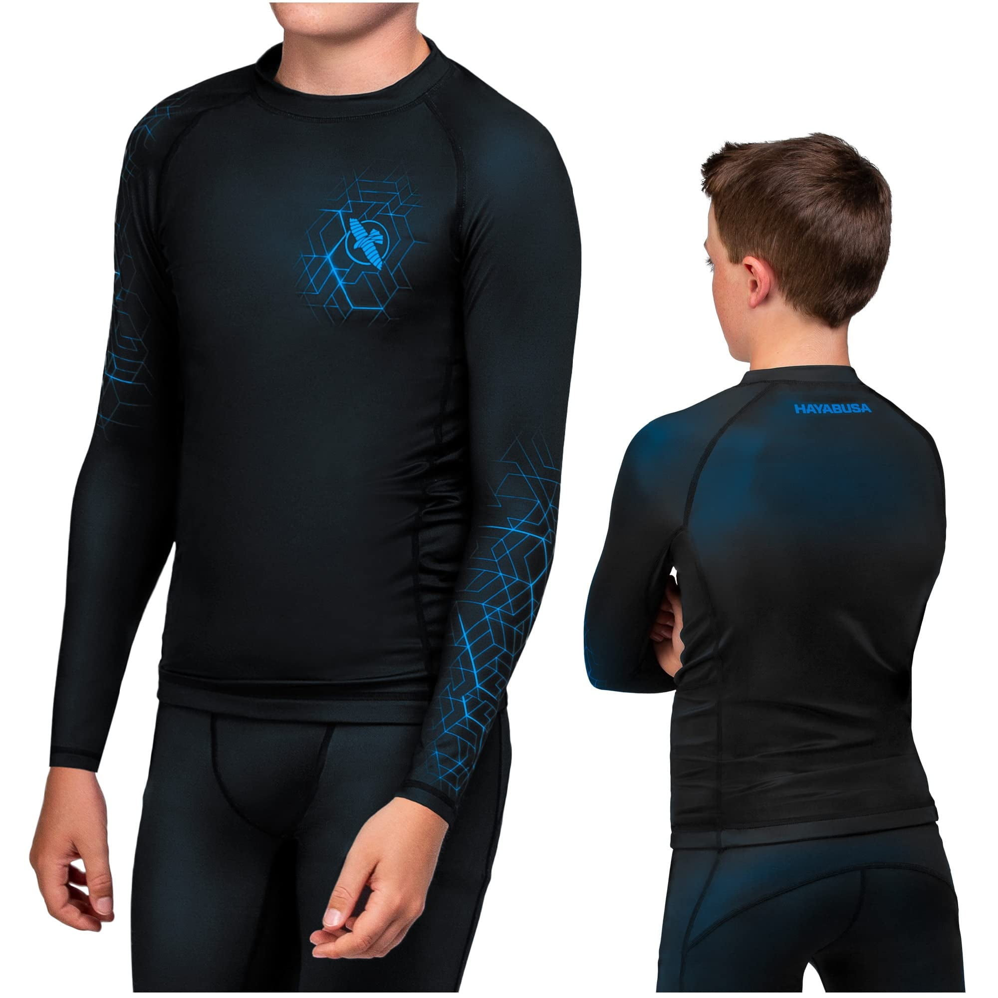 Hayabusa Geo Kids BJJ Rash Guard Boys and Girls Long Sleeve - Blue ...