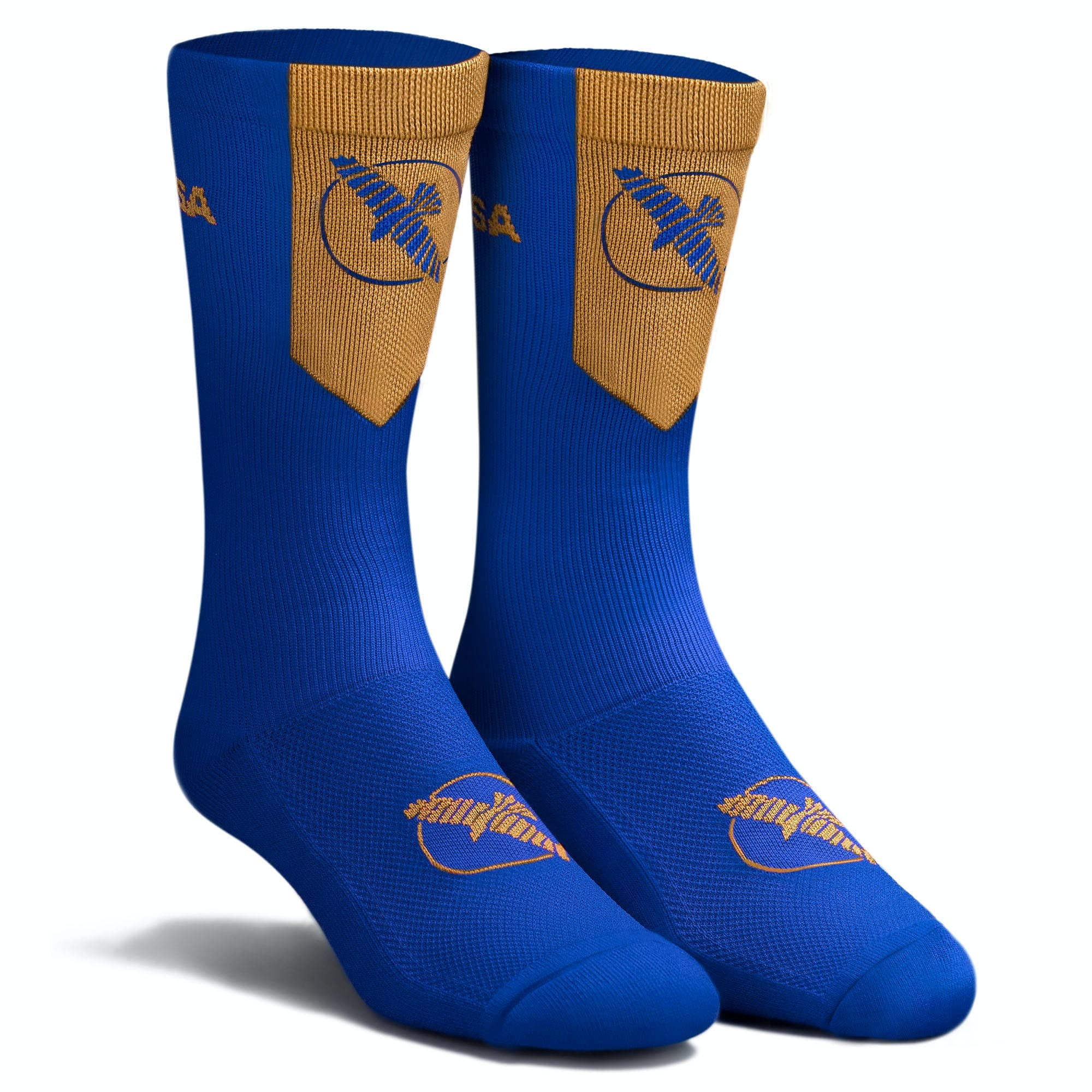 Hayabusa Men's Pro Boxing Socks, Athletic Socks (1 pair) - Blue/Gold, 6 ...