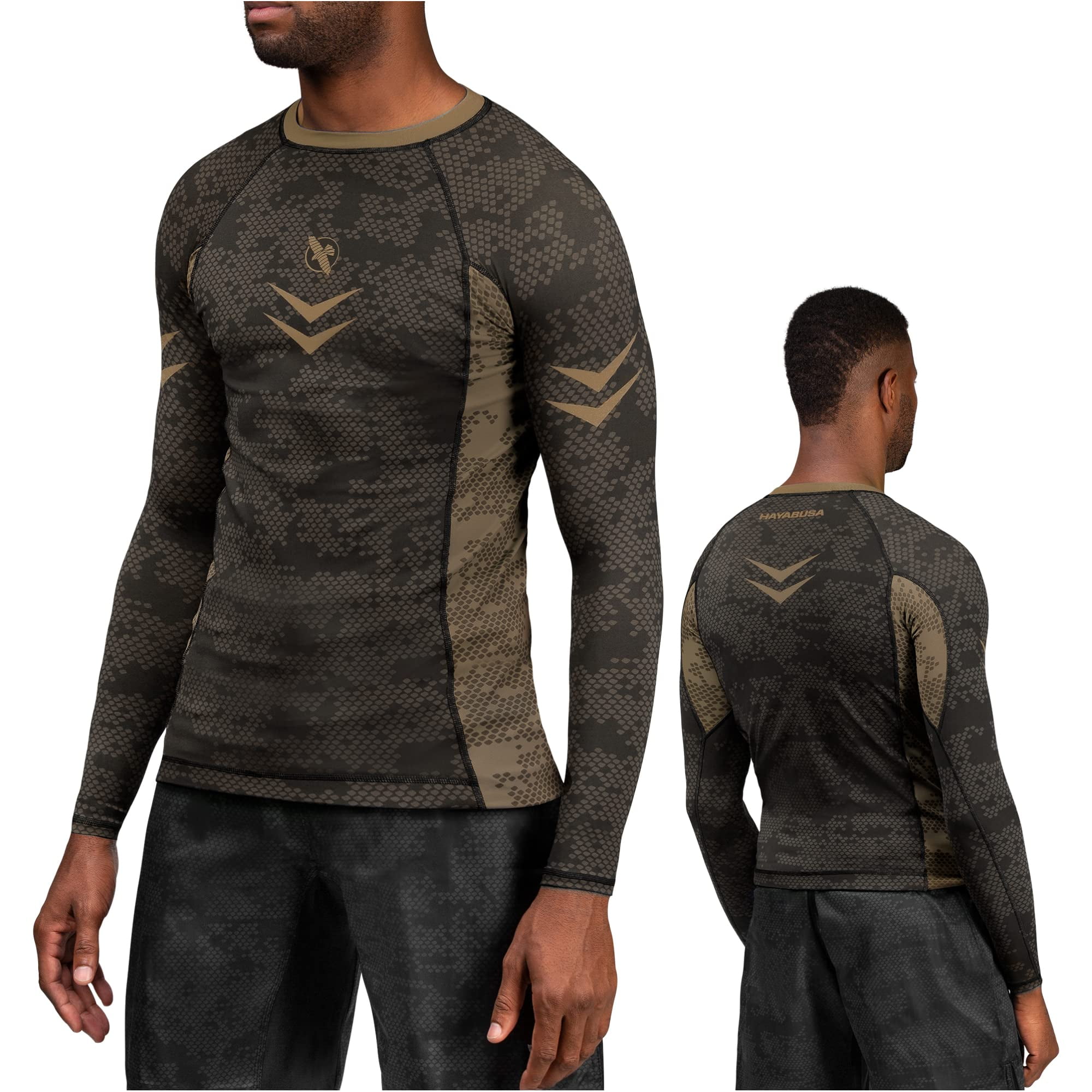Hayabusa Ranked BJJ Rash Guard for Men Long Sleeve - Brown, Large ...