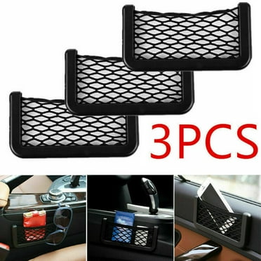 3PCS Universal Car Seat Side Back Storage Net Bag Phone Holder Pocket ...