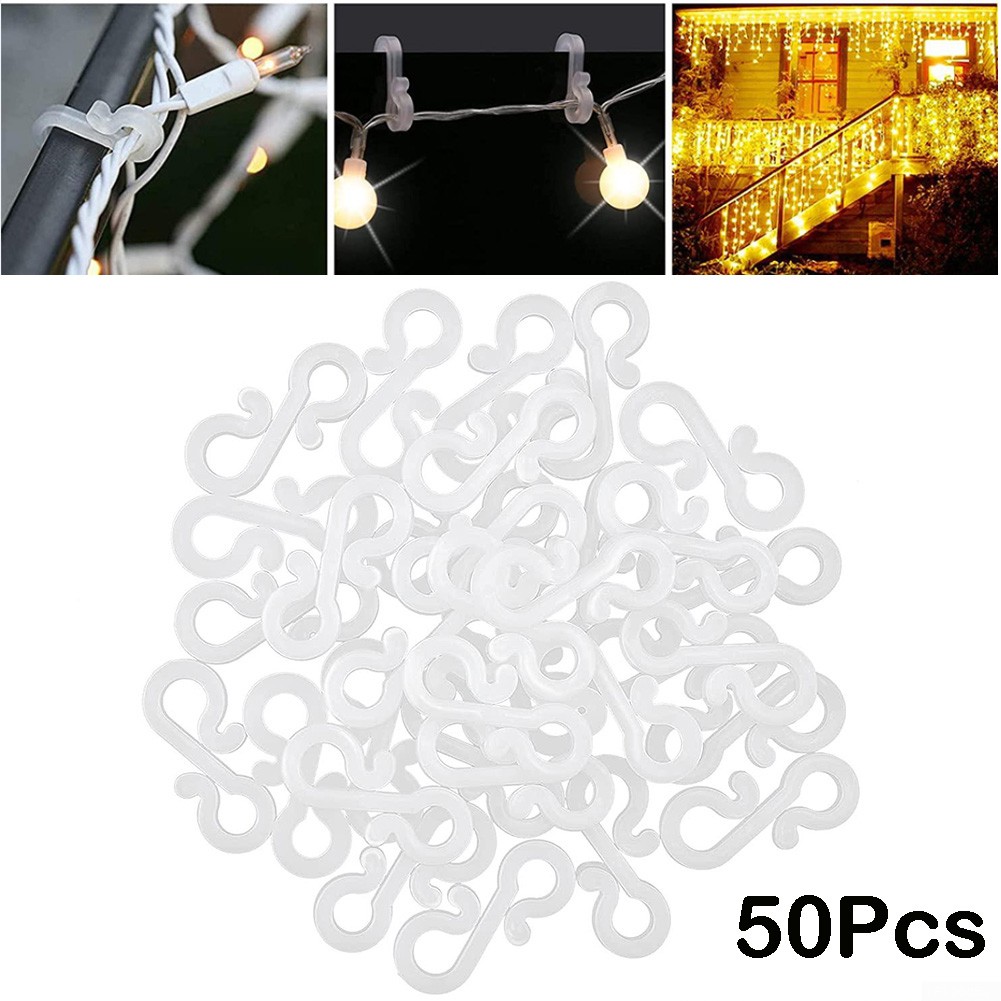 Hayafir 50Pcs Gutter Hanging Hooks Clips for Xmas String Lights Outdoor ...