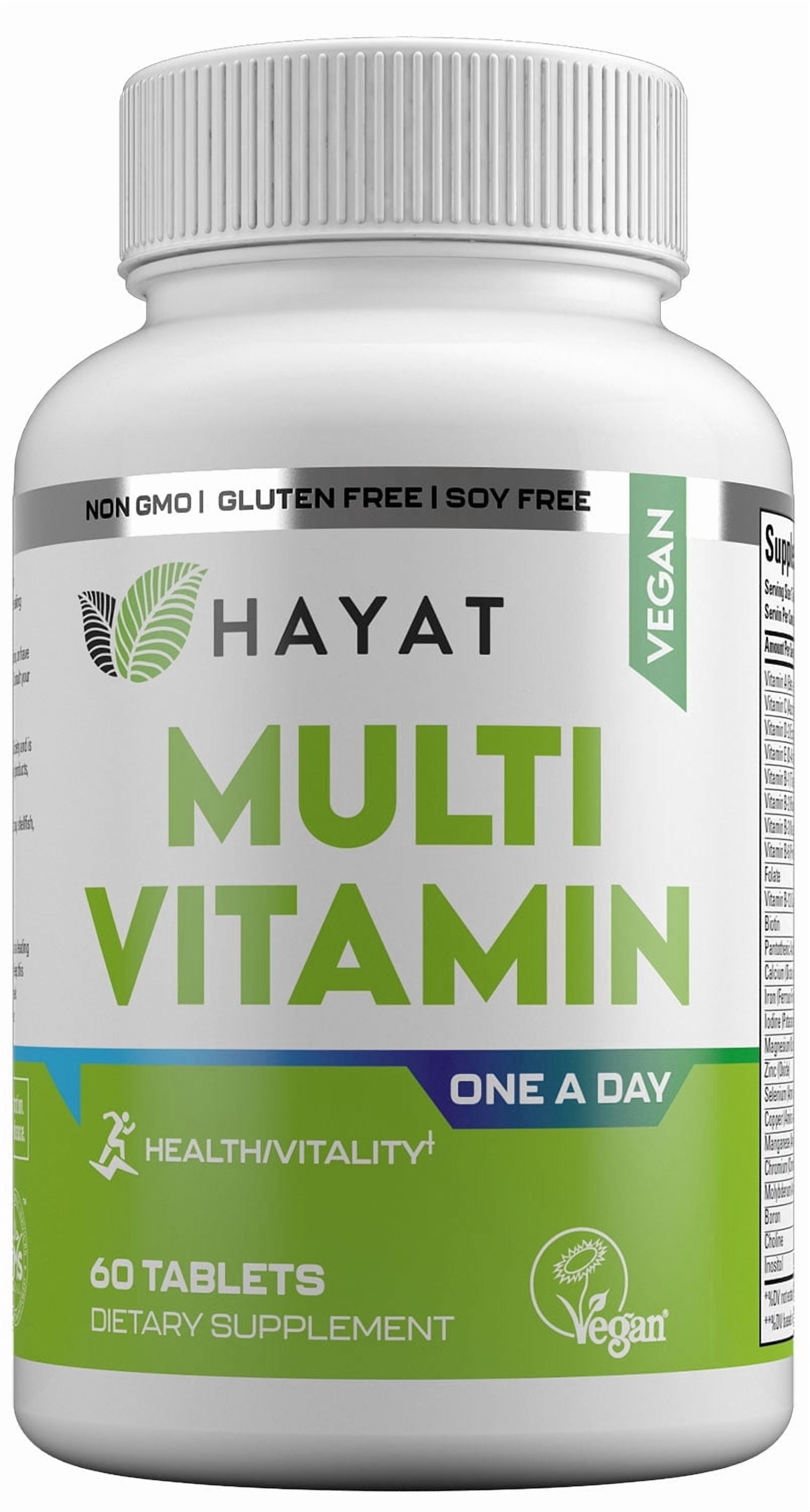 Hayat Vegan A-Z Multivitamin & Mineral Supplement, Gluten-Free, Daily ...