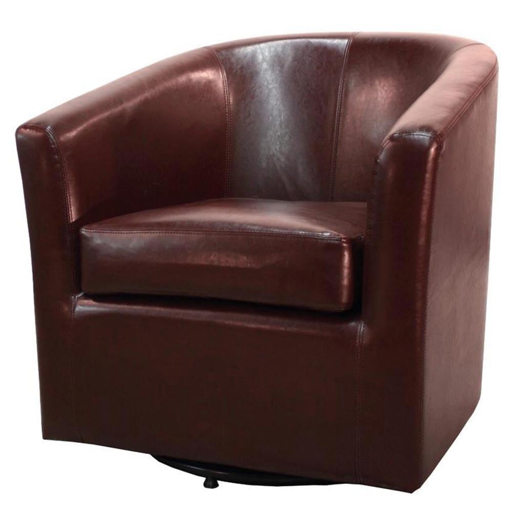 Hayden Swivel Saddle Brown Bonded Leather Tub Chair - Walmart.com