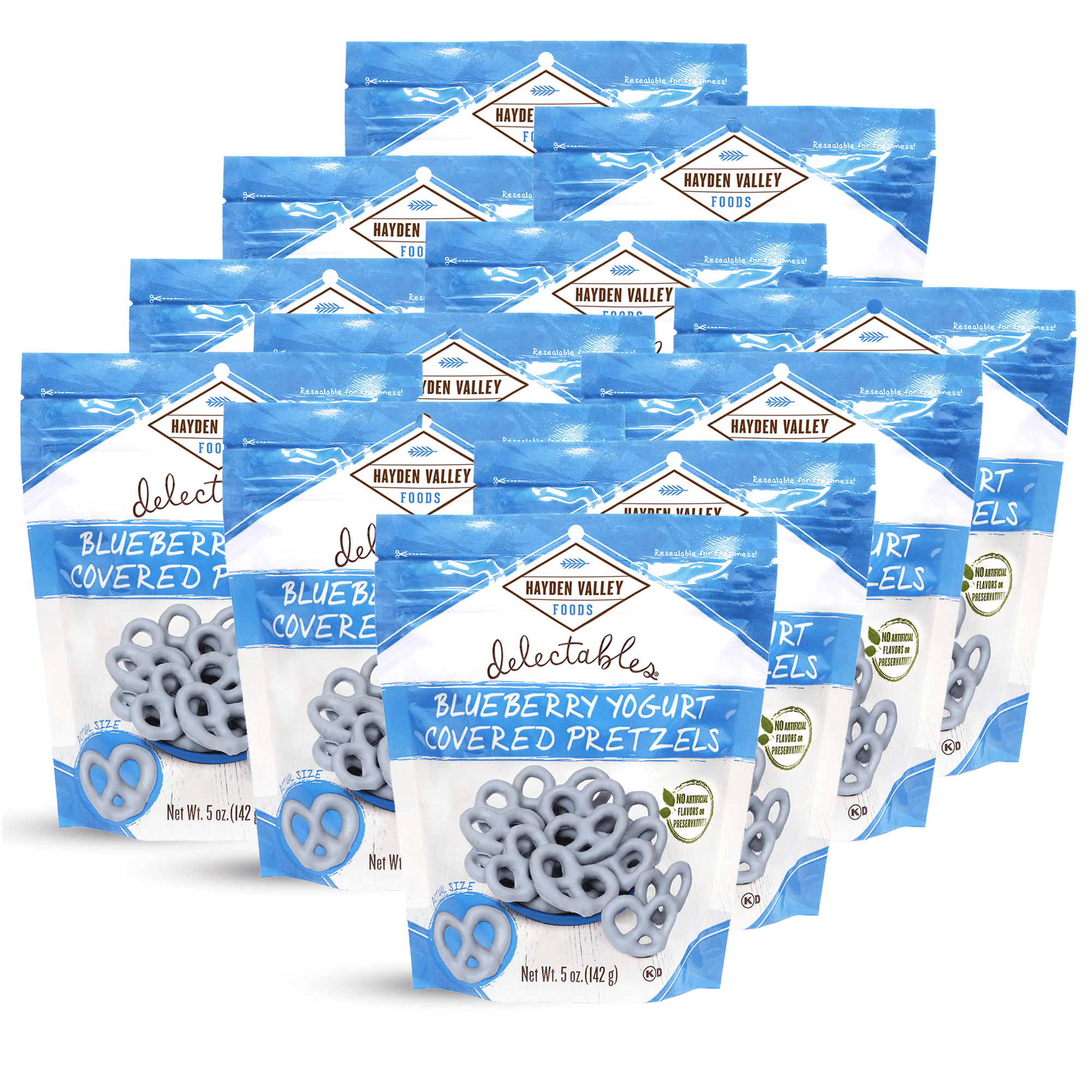 Hayden Valley Foods Blueberry Yogurt Covered Pretzels - 5oz Resealable Bags (Pack of 12 ...
