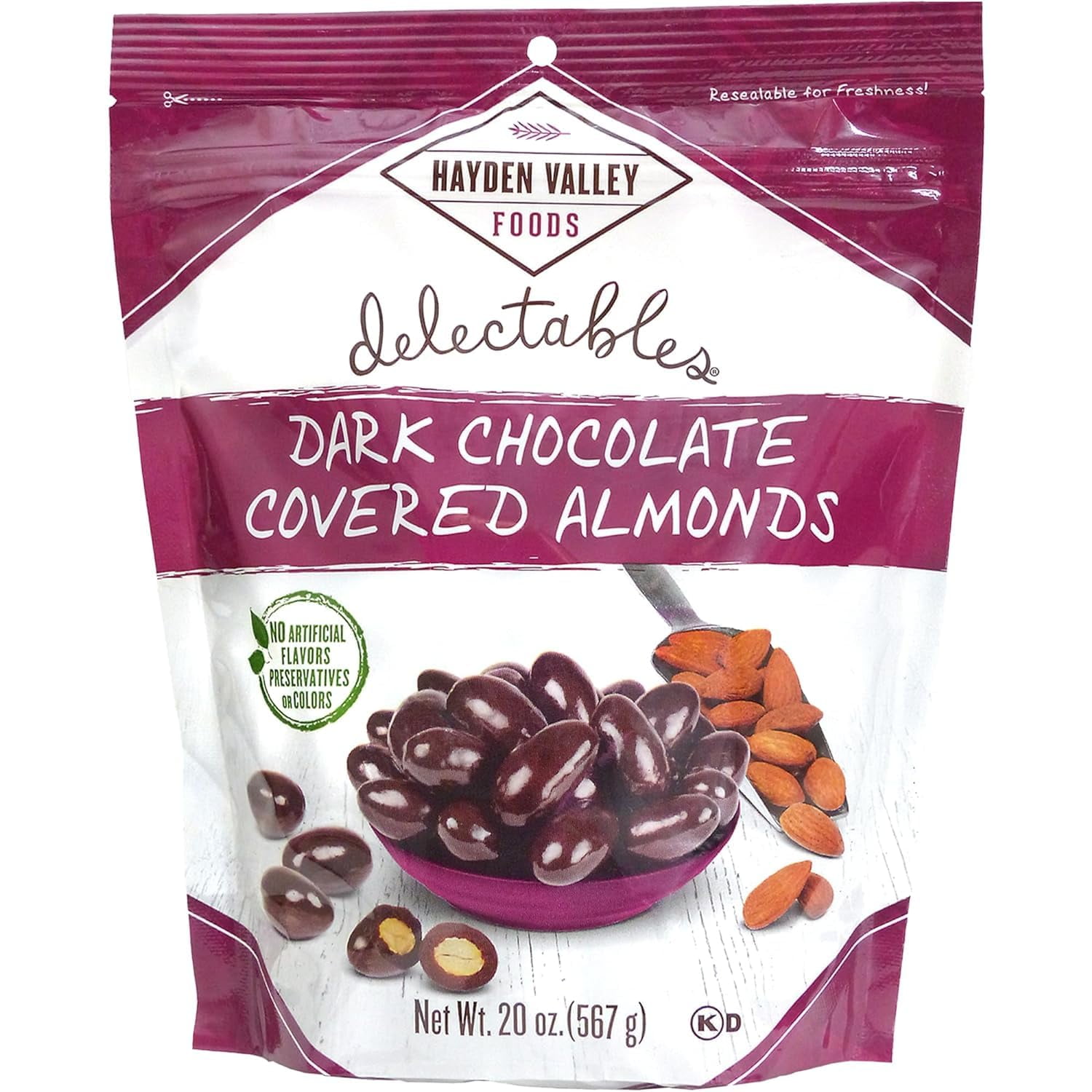 Hayden Valley Foods Dark Chocolate Covered Almonds - 20 Ounce ...