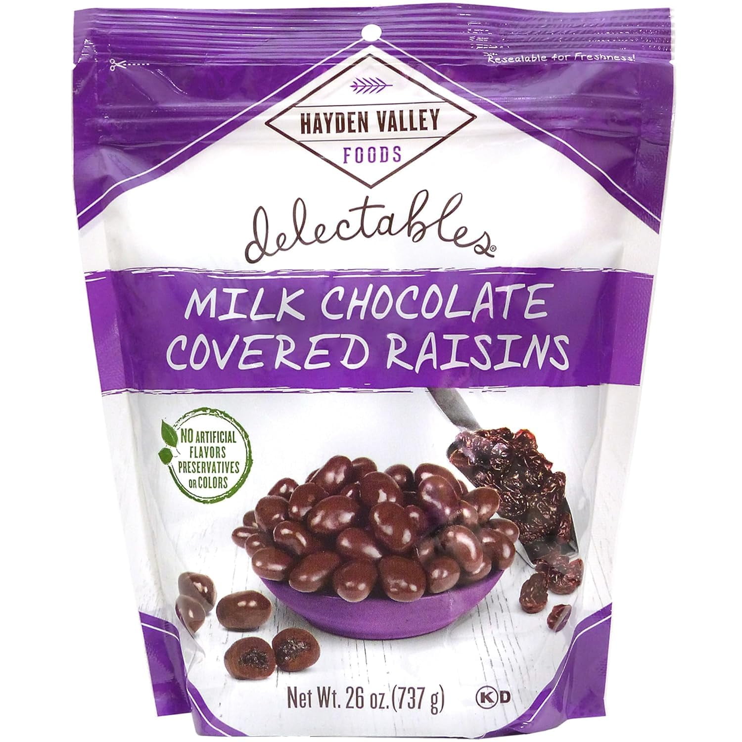 Hayden Valley Foods Milk Chocolate Covered Raisins, 26oz Resealable Bag ...