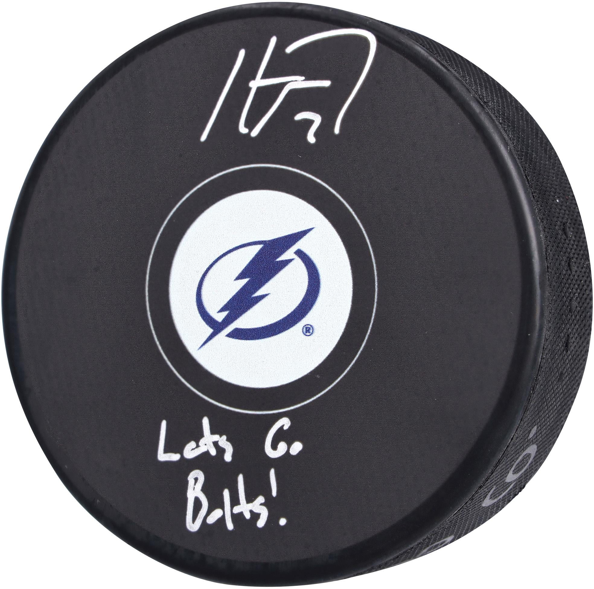 Haydn Fleury Tampa Bay Lightning Autographed Hockey Puck with "Lets Go ...